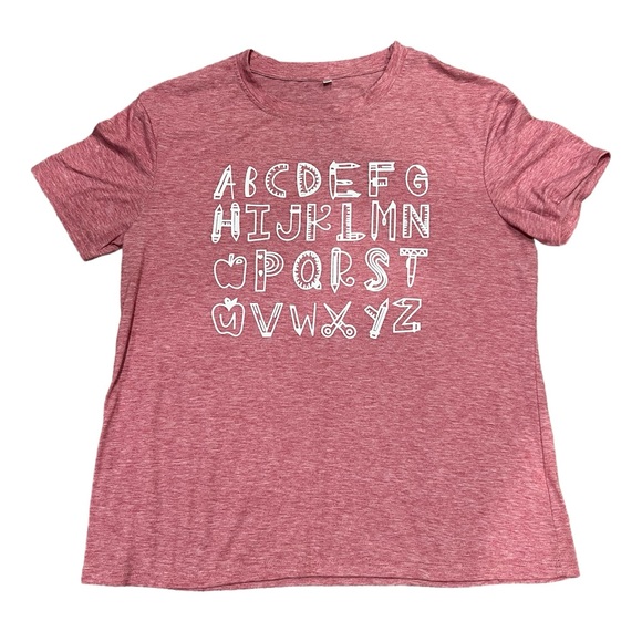 Tops | Womens Xl Short Sleeve Alphabet Tshirt School Teacher | Poshmark